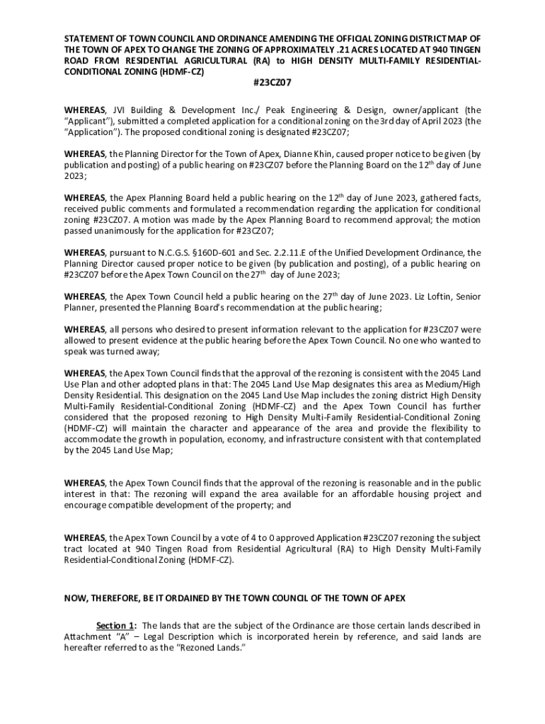 Fillable Online Ordinance amending the Official Zoning District Map Fax ...