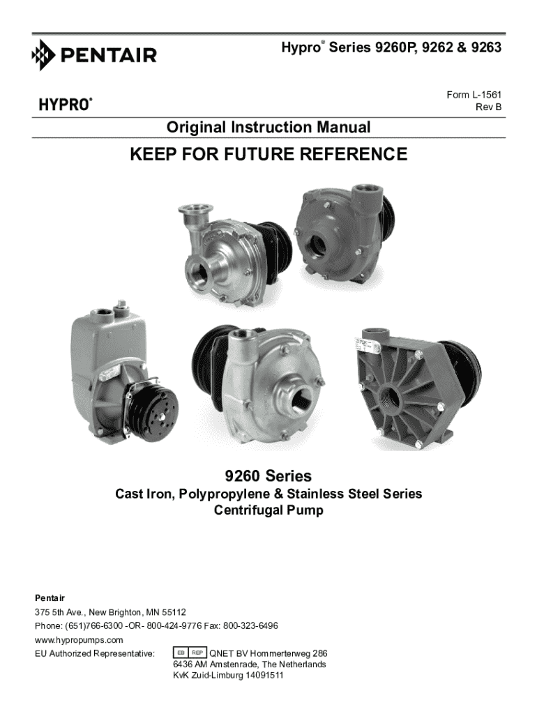 Fillable Online Hypro Series 9260p, 9262 & 9263 Instruction Manual Fax ...