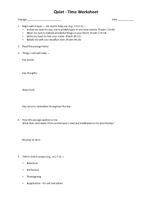 Fillable Online Quiet Time Worksheet Fax Email Print - pdfFiller