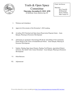 Fillable Online December 2022 Trails and Open Space Meeting Fax Email ...
