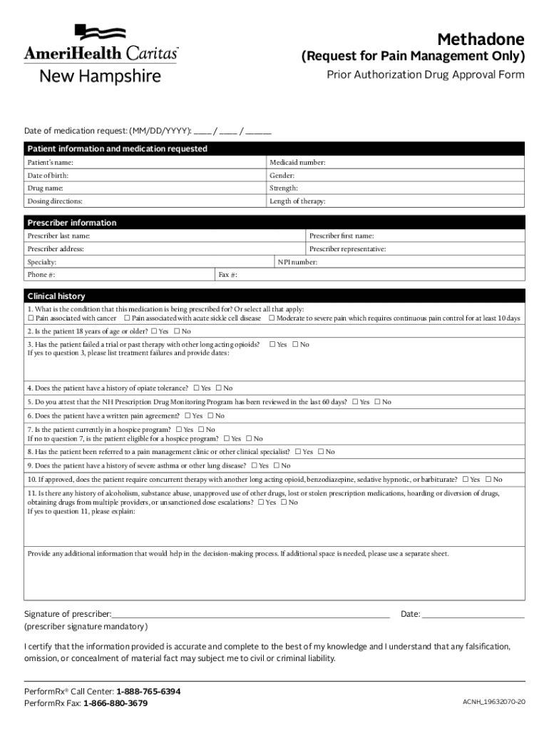 Fillable Online Prior Authorization Form - Providers - AmeriHealth Caritas New Hampshire. Form ...