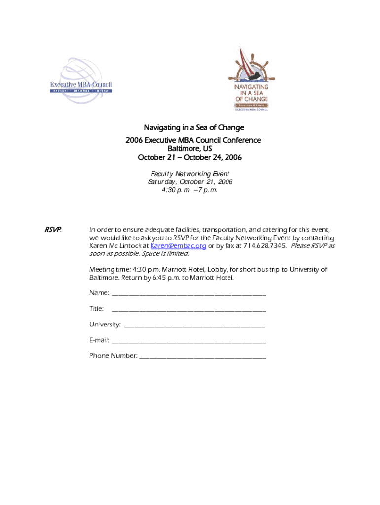 Fillable Online Navigating in a Sea of Change - Faculty Networking Event Fax Email Print - pdfFiller