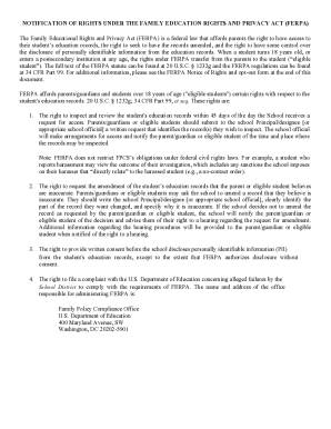 Fillable Online Notification of Rights Under the Family Education Rights and Privacy Act (ferpa ...