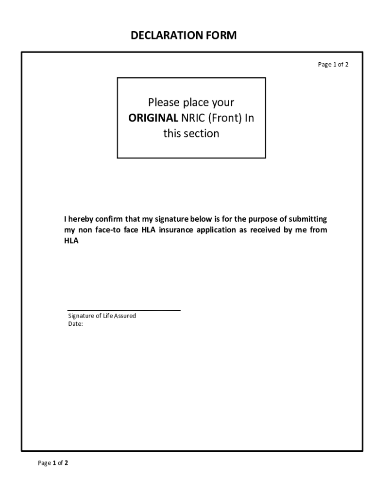 Fillable Online Hla Insurance Application Declaration Fax Email Print - pdfFiller
