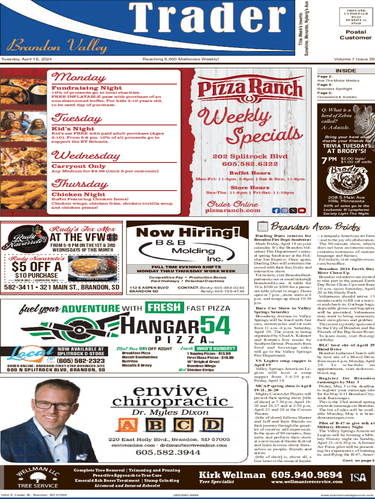 Fillable Online Brandon Valley Trader – April 16, 2024 Fax Email Print ...