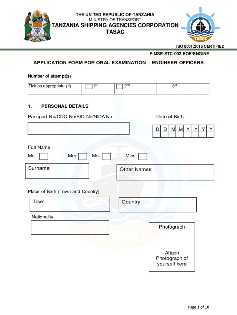 Fillable Online Oral Examination Application for Engineer Officers Fax Email Print - pdfFiller