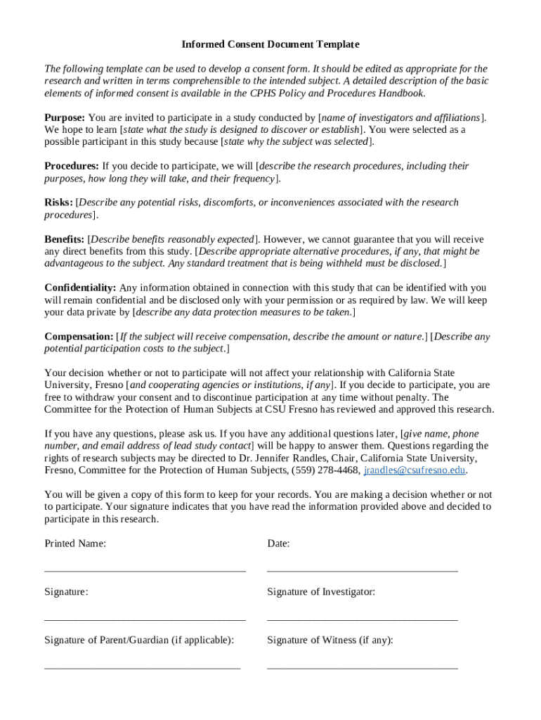 Ined Consent Document Template Doc Template | pdfFiller