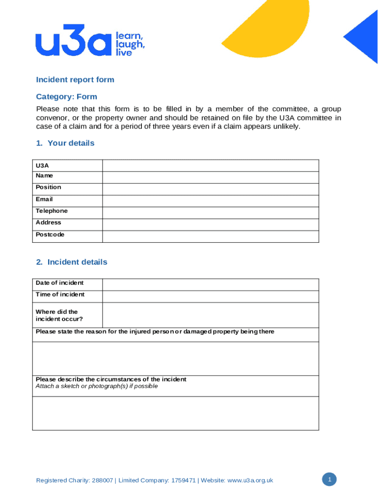 Incident Report Doc Template | pdfFiller