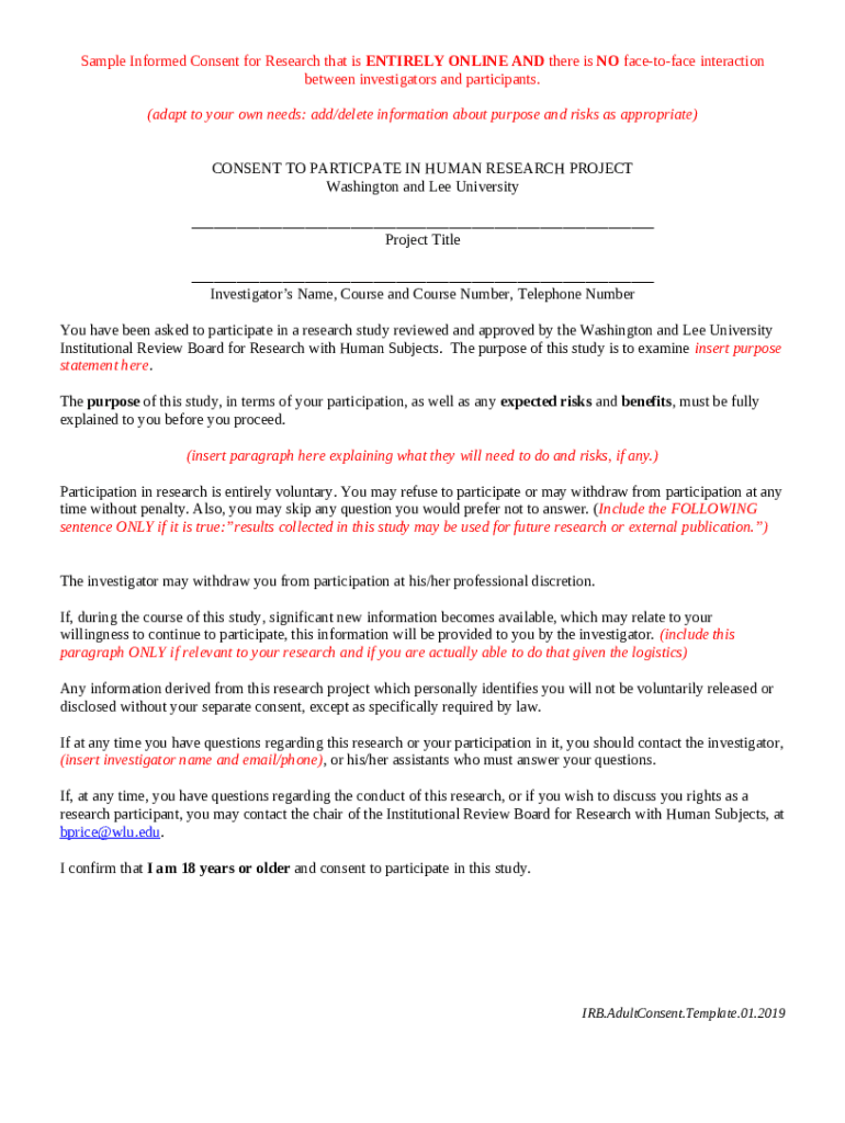 How to write the perfect consent for research Doc Template | pdfFiller