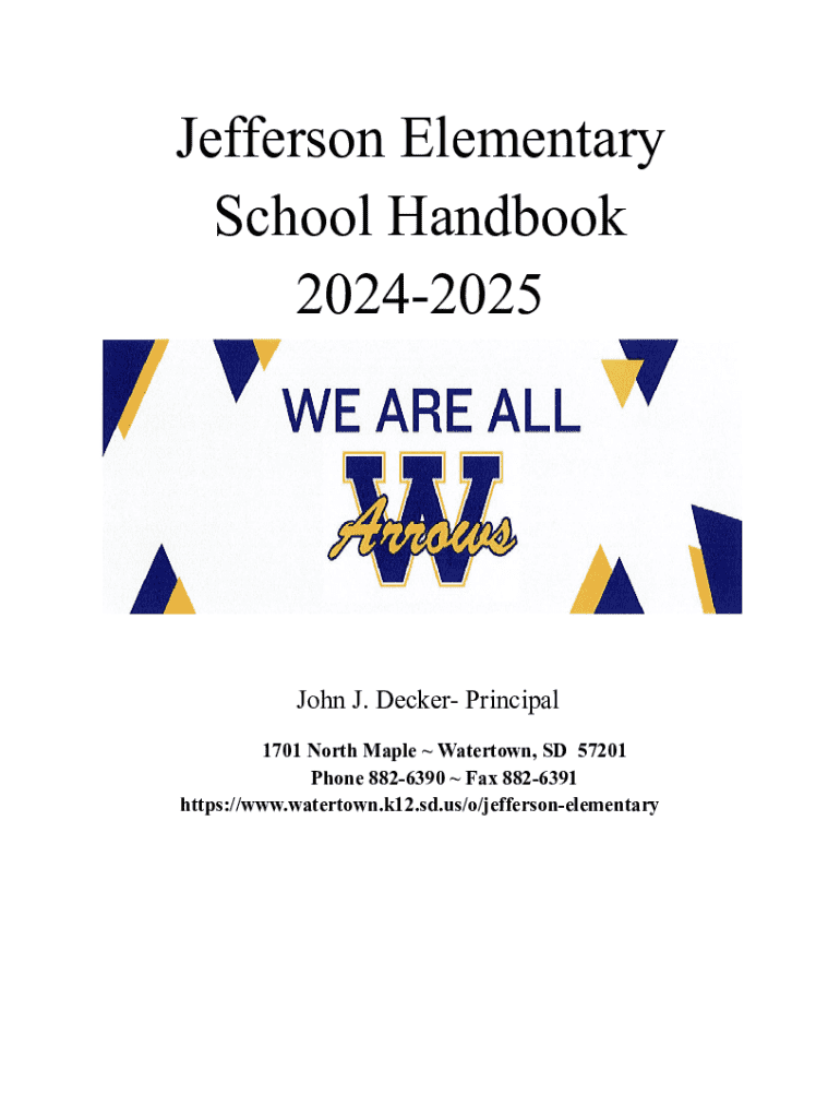 Fillable Online Jefferson Elementary School Handbook 2024-2025 Fax ...