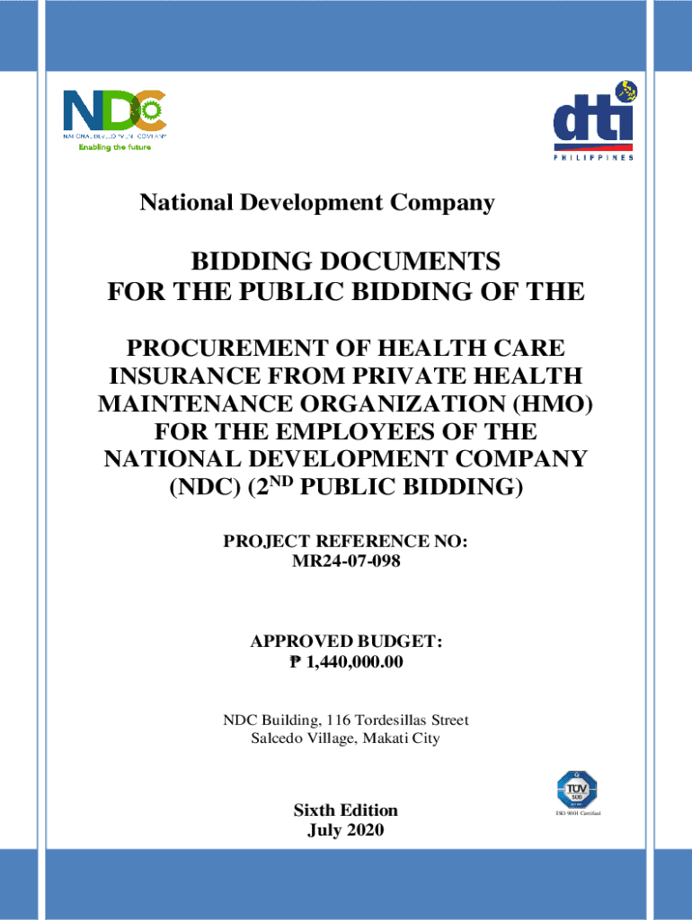 Fillable Online Public Bidding for Health Care Insurance of Ndc ...