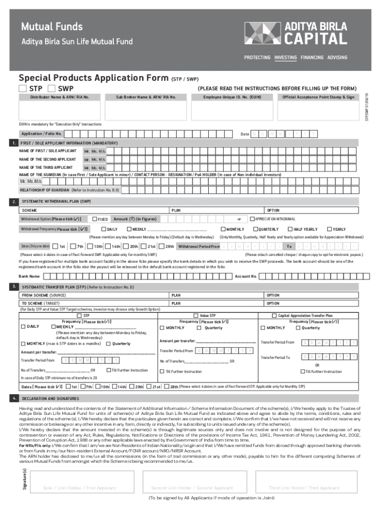 Fillable Online sip/swp/stp registration form (for existing investors only) Fax Email Print ...