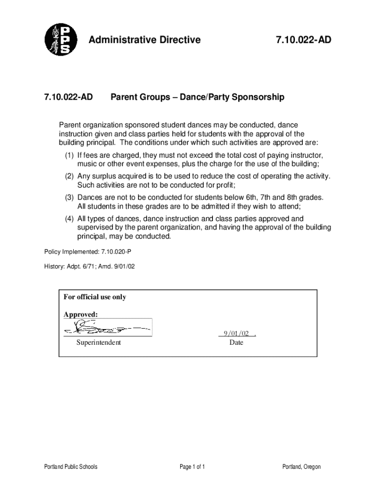 Fillable Online Parent Groups – Dance/party Sponsorship Fax Email Print ...