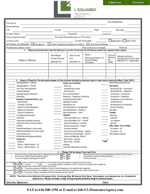 Fillable Online Professional Liability Insurance Application Fax Email ...
