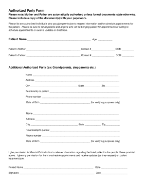 Fillable Online Authorized Party Information Form Fax Email Print ...