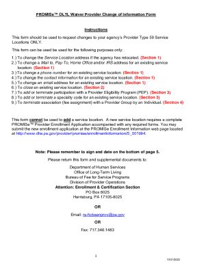 Fillable Online Provider Change of Information Form Fax Email Print ...