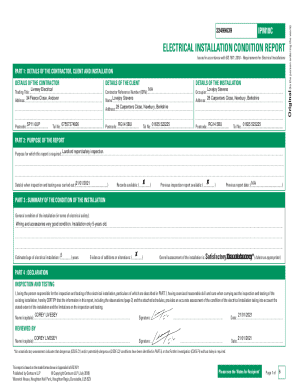 Fillable Online Electrical Installation Condition Report in Accordance ...
