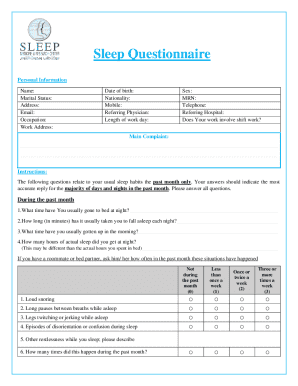 Fillable Online Comprehensive Sleep Assessment Fax Email Print - pdfFiller