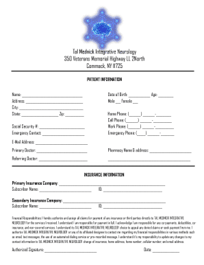 Fillable Online Tal Mednick Integrative Neurology Patient Forms Fax ...