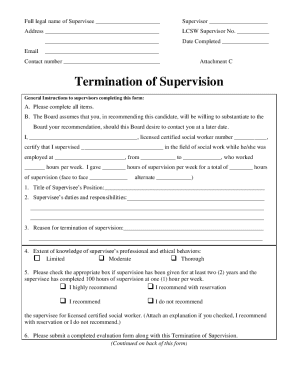 Fillable Online Termination of Supervision for Licensed Certified ...