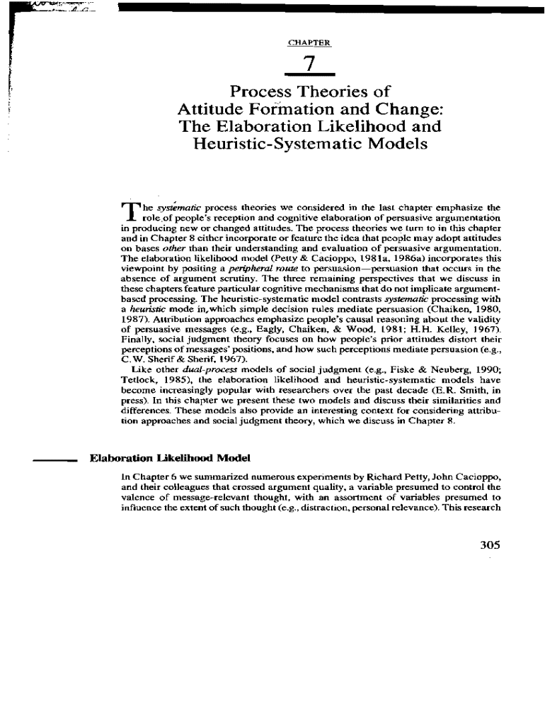 Fillable Online Process Theories of Attitude Formation and Change Fax ...