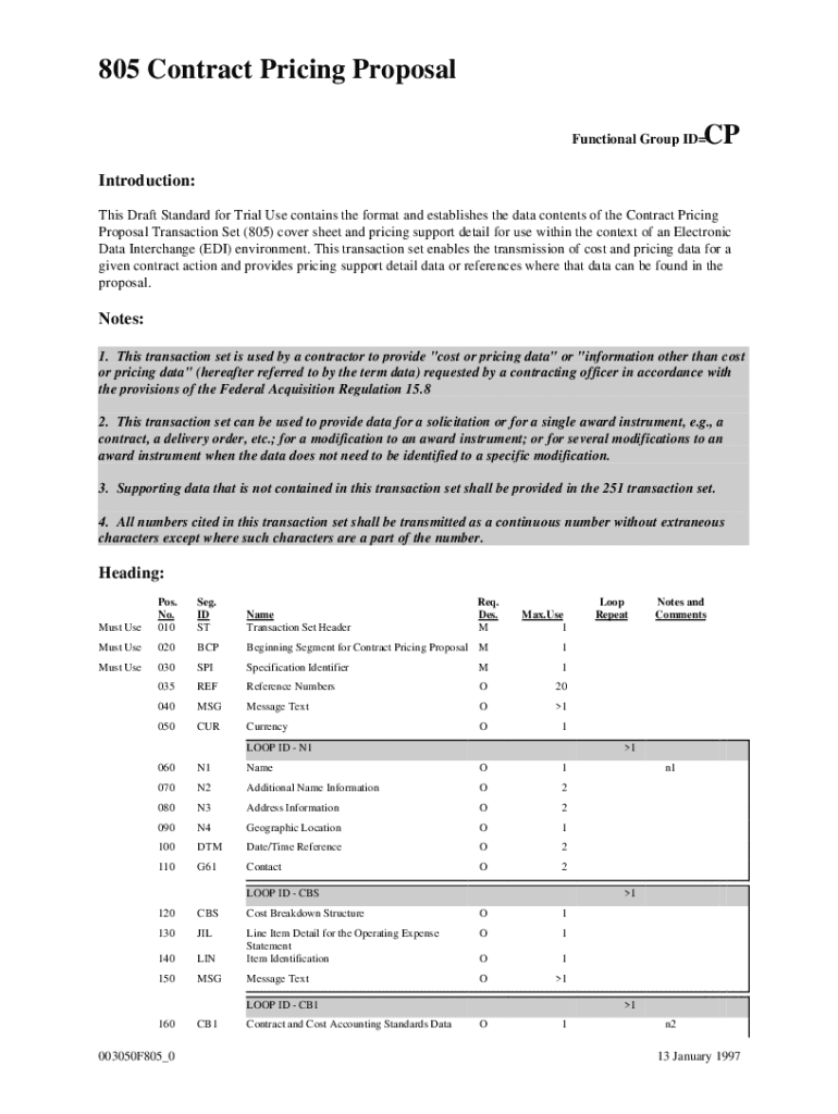 Fillable Online 805 Contract Pricing Proposal Fax Email Print - pdfFiller