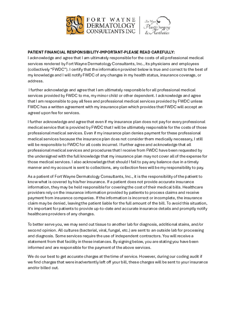 Fillable Online Patient Financial Responsibility and Insurance Authorization Fax Email Print ...