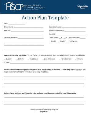 Fillable Online Housing Stability Counseling Action Plan Fax Email ...