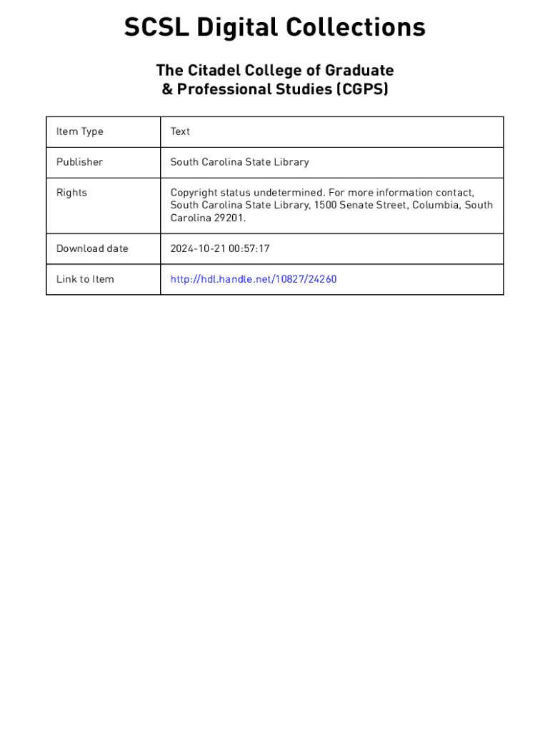 Fillable Online Digital Collections: Home - Daniel Library - The Citadel Fax Email Print - pdfFiller