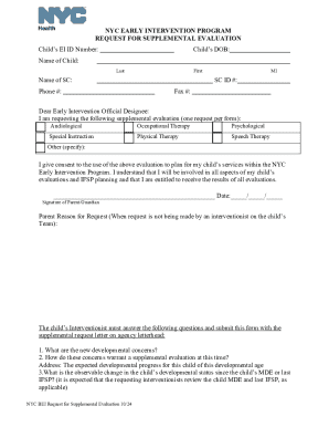 Fillable Online Nyc Early Intervention Program - Request for ...