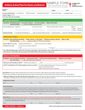 Fillable Online Asthma Action Plan Sample Form Fax Email Print - pdfFiller