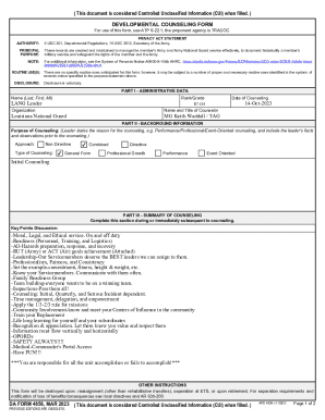 Fillable Online Developmental Counseling Form Fax Email Print - pdfFiller