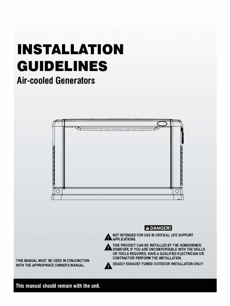 Fillable Online Installation Guidelines for Air-cooled Generators Fax ...