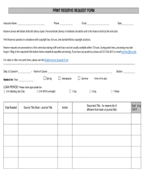 Fillable Online Print Reserve Request Form Fax Email Print - pdfFiller