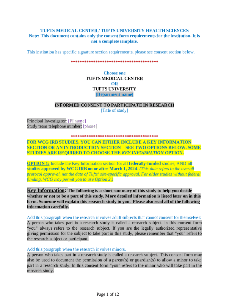 Tufts Medical Center / Tufts University Health Sciences Consent Doc ...
