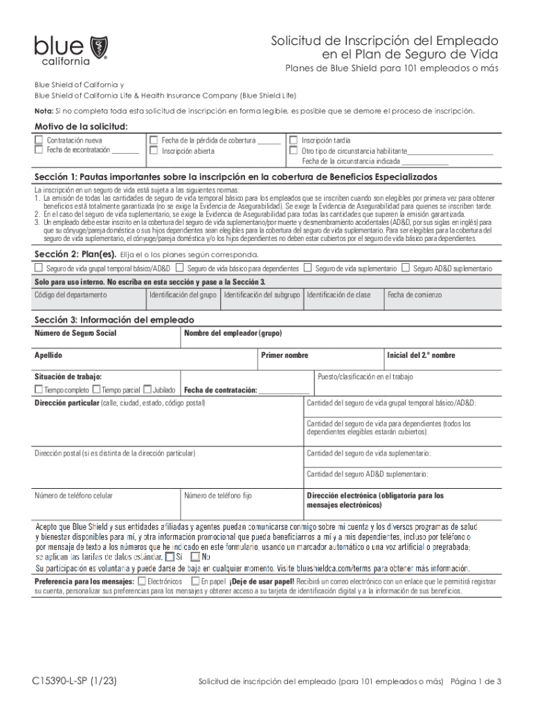 Rellenable en línea Solicitud de Inscripcin del Empleado en el Plan ...