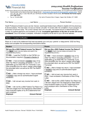 Fillable Online Health Professions Income Verification Form Fax Email ...