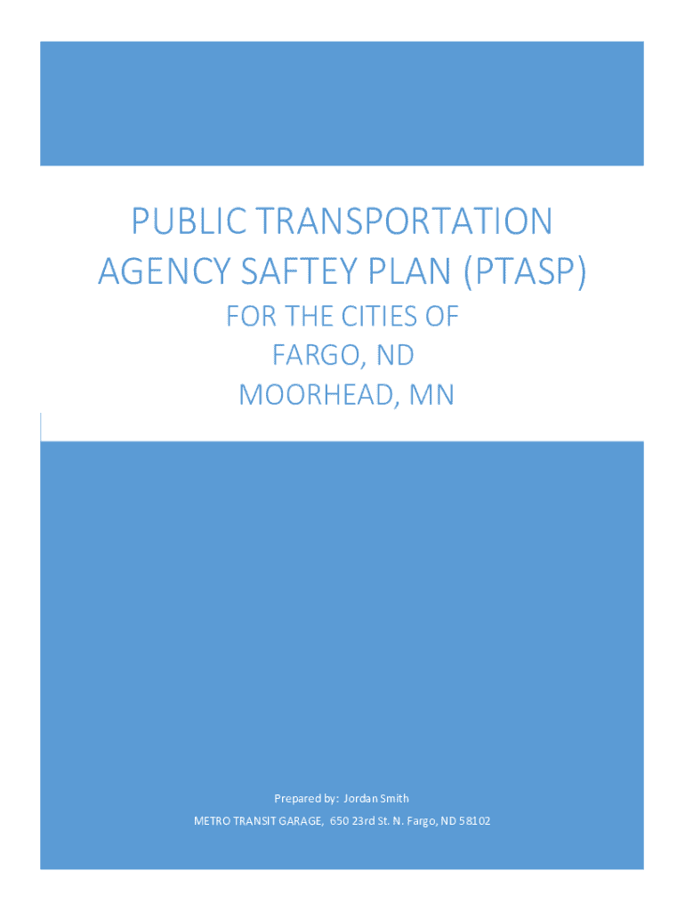 Fillable Online Public Transportation Agency Safety Plan for Fargo, Nd ...