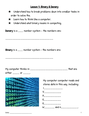 Fillable Online Introduction to Binary and Denary Number Systems Fax ...