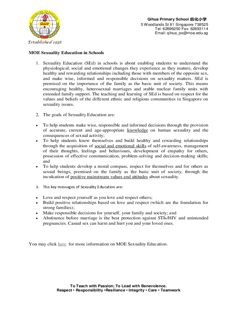 Fillable Online Overview of Sexuality Education at Qihua Primary School ...