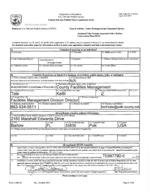 Fillable Online Federal Fish and Wildlife Permit Application for ...