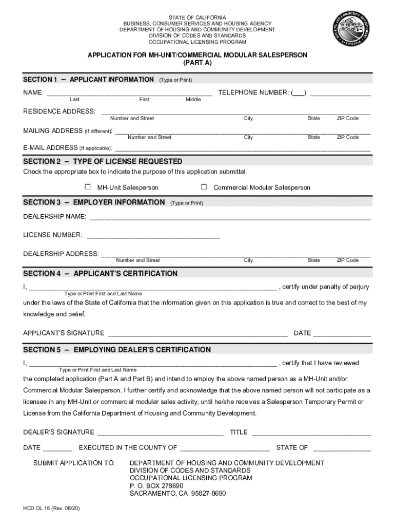 Fillable Online Application for MH-Unit / Commercial Modular ...