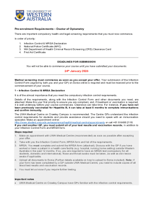 Fillable Online Doctor of Optometry Pre-enrolment Requirements Fax Email Print - pdfFiller