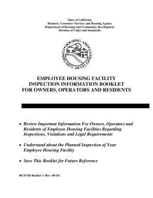 Fillable Online Employee Housing Facility Inspection Information ...