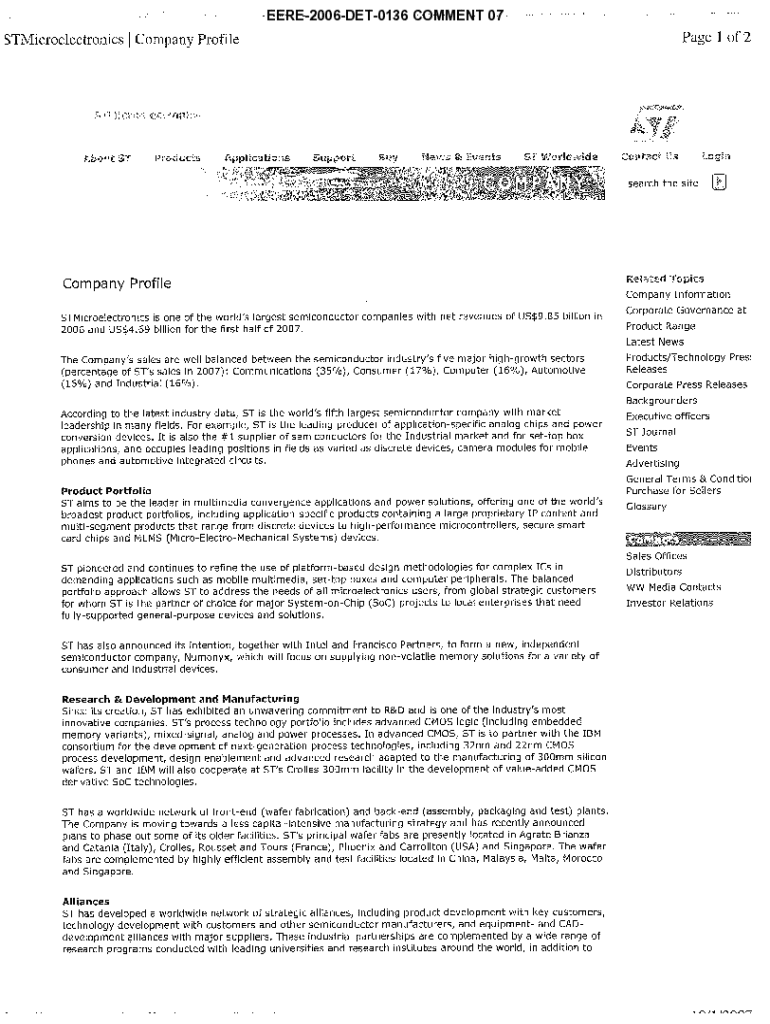 Fillable Online Stmicroelectronics Company Profile Fax Email Print ...
