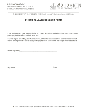 Fillable Online Photo Release Consent for Medical Records Fax Email ...