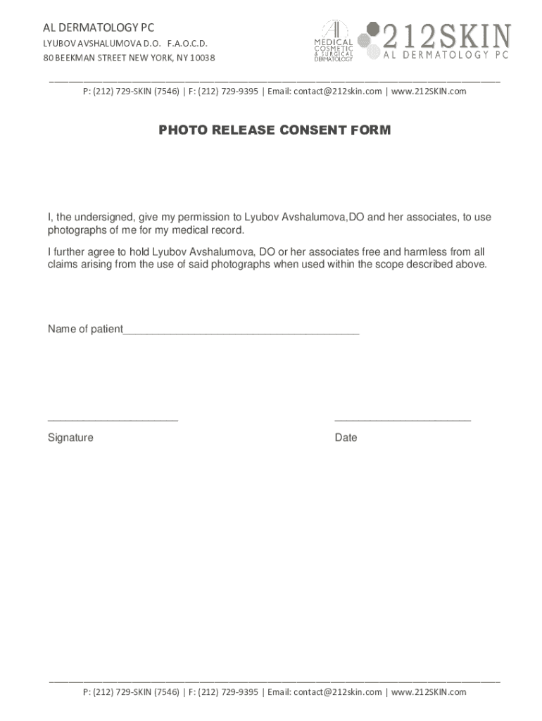 Fillable Online Photo Release Consent for Medical Records Fax Email Print - pdfFiller