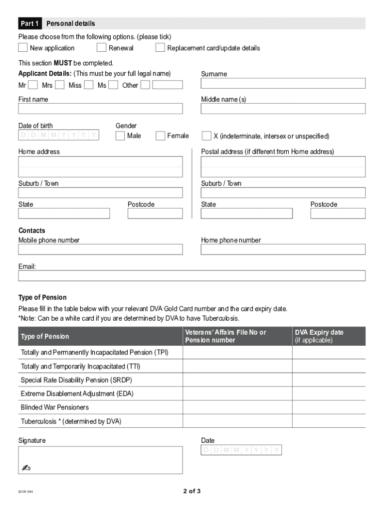 Fillable Online Application for State Concession Card for Veterans Fax ...