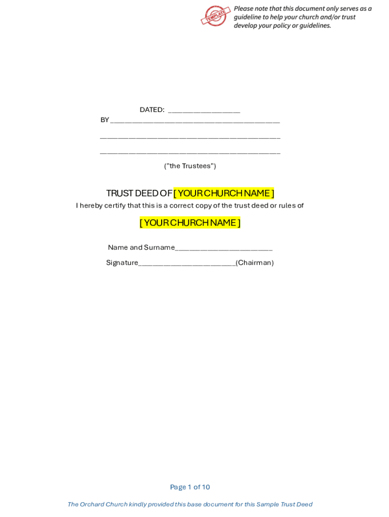Fillable Online Sample Trust Deed-V1 Fax Email Print - pdfFiller