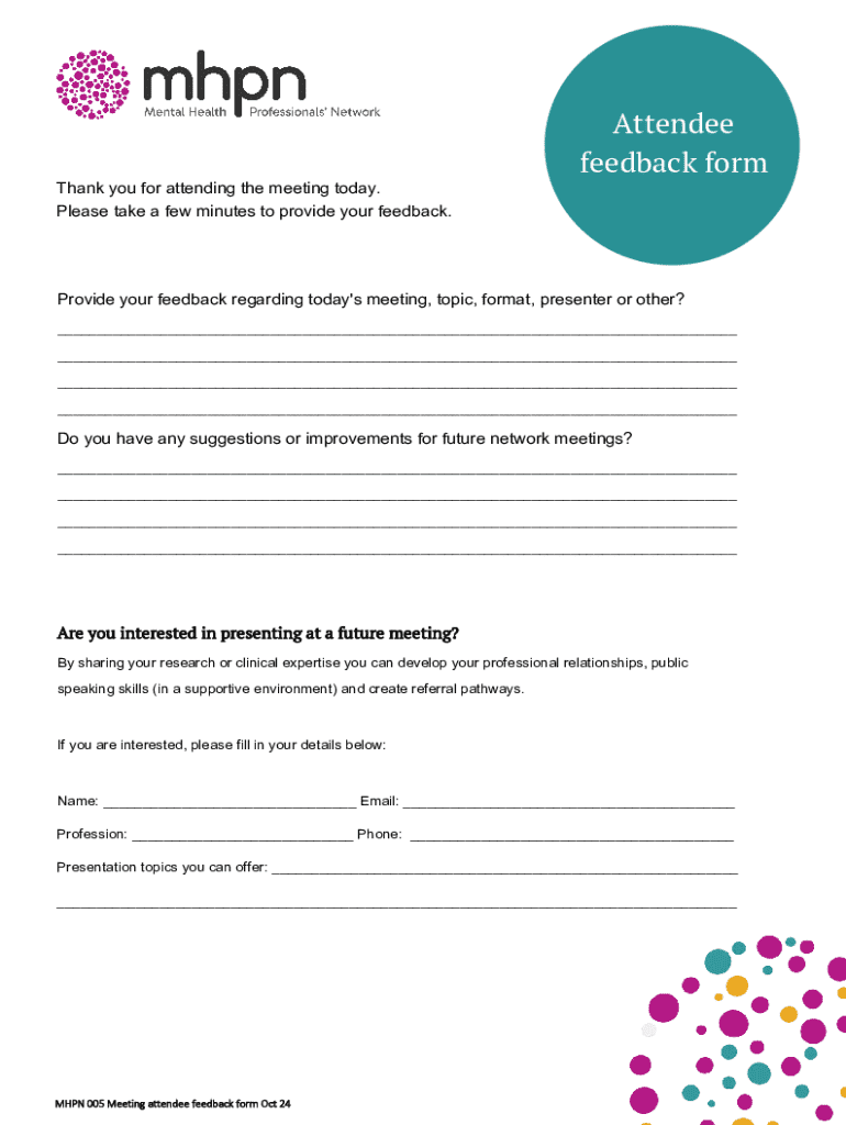 Fillable Online Meeting Attendee Feedback Fax Email Print - pdfFiller